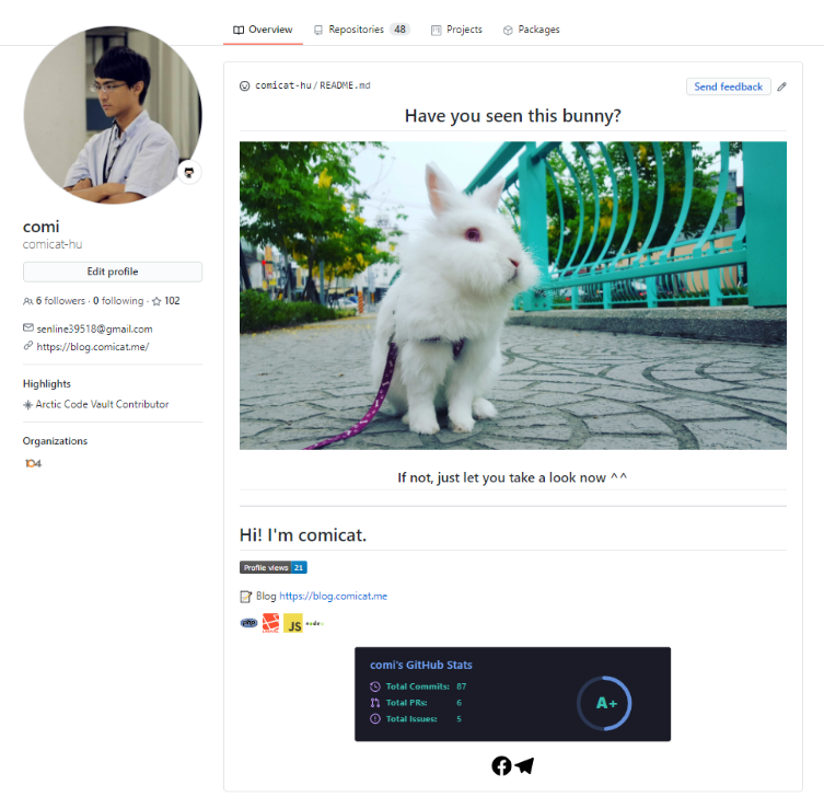 Github的新彩蛋 - 打造自己專屬的Github Profile | Comicat's Blog